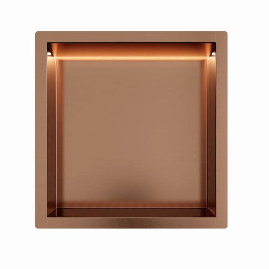 Copper RVS Inbouwnis 30x30x7cm met RGB verlichting - Inbouwnis badkamer ...