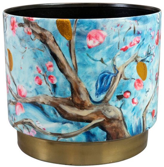 Ter Steege Bloempot "Blossom Blue" Metaal Multicolour D 18 cm H 16 cm | bol