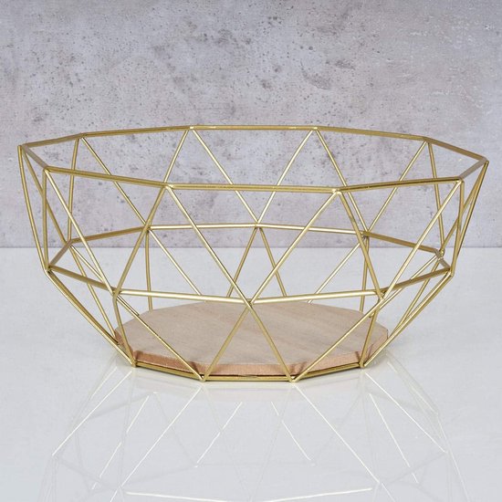 Moderne fruitmand - decoratieve kom - 1 stuk - goud - metaal - 26x12cm ...