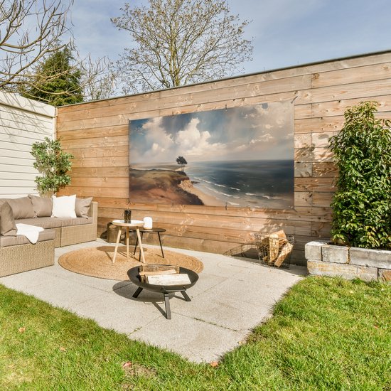 Tuinposter 200x100 cm - Tuindecoratie Klif - Zee - Boom - Poster voor ...