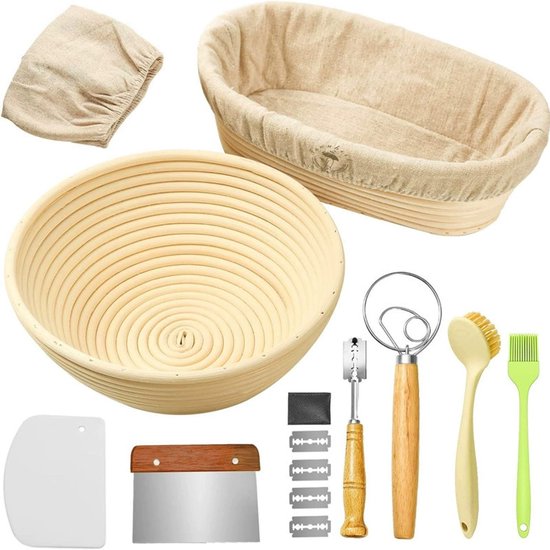 Brood Banneton Rijsmand Set, 9 Inch Ronde & 10 Inch Ovale Rieten ...