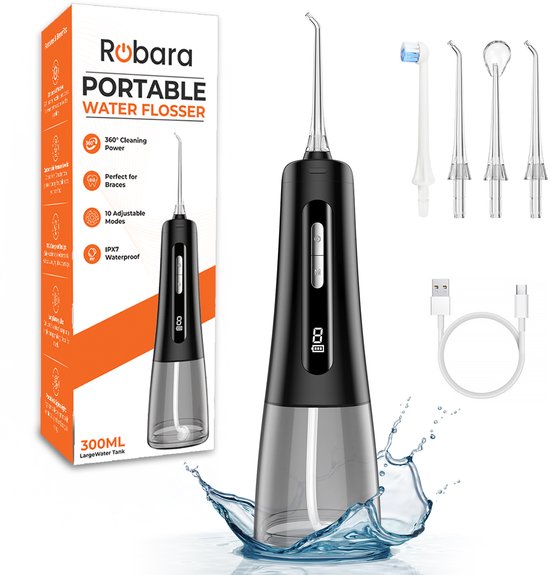 Robara RB8 Pro Waterflosser - Flosapparaat - Zwart | bol
