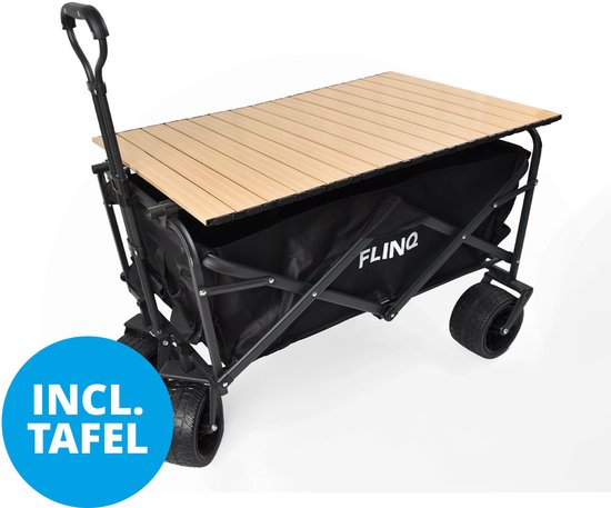 FlinQ Bolderkar tot 130 KG Incl. Tafel - Opvouwbaar - Strandkar met ...