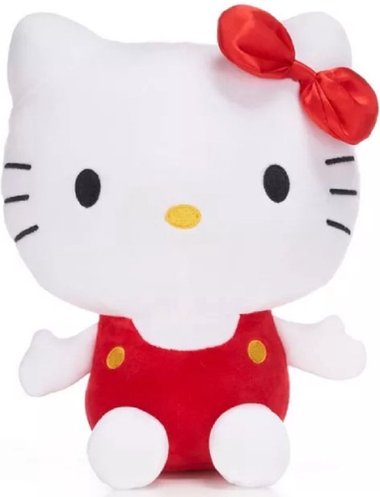 Hello Kitty Zittend (Rood/Wit) Pluche Knuffel 18 cm - Speelgoed ...