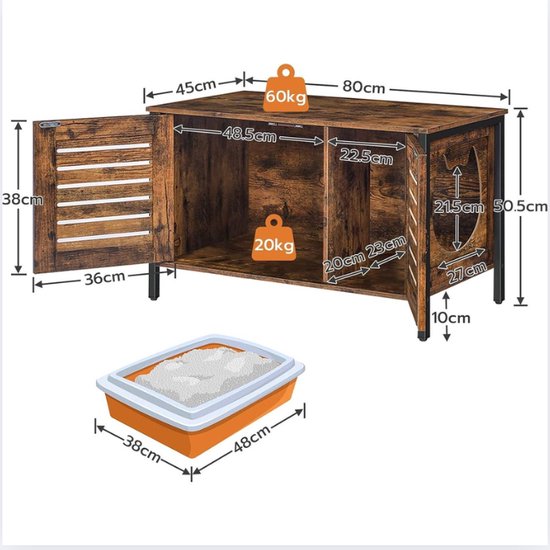 Signature Series Kattenhuis met Lamellendeur - Donkerbruin/Vintage | bol