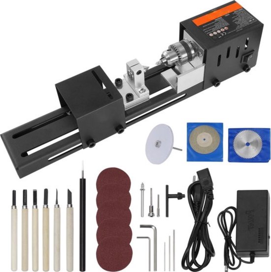 Compact - Mini Draaibank - Houtbank - Zwart - Inclusief accessoires | bol