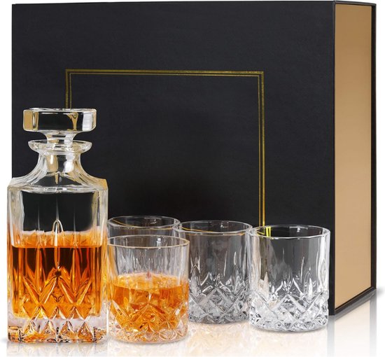 Whisky Glazen en Karaf Set Kristallen Whisky Decanter 750 ml Met 4 ...