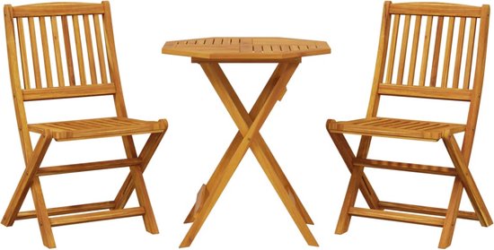 vidaXL Bistroset 3-delig - Acaciahout - Inklapbaar Bistro Set - Tuinset ...