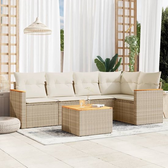 vidaXL Loungeset 6-delig - Beige - Inclusief kussens | bol