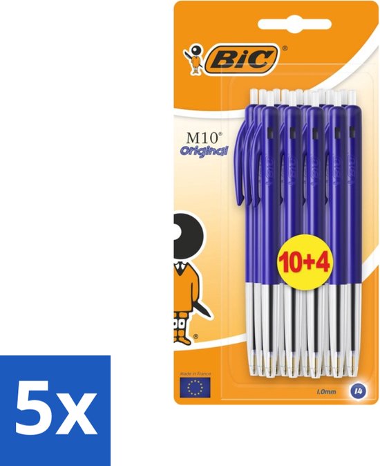 BIC - M10 Original - Balpennen met Kliksysteem - Blauw - 1 mm Punt - 14 ...