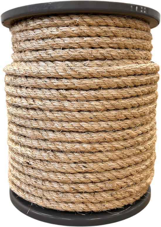 Sisaltouw - sisal - touw - 12mm x 50mtr - haspel ( voor o.a. krabpalen ...