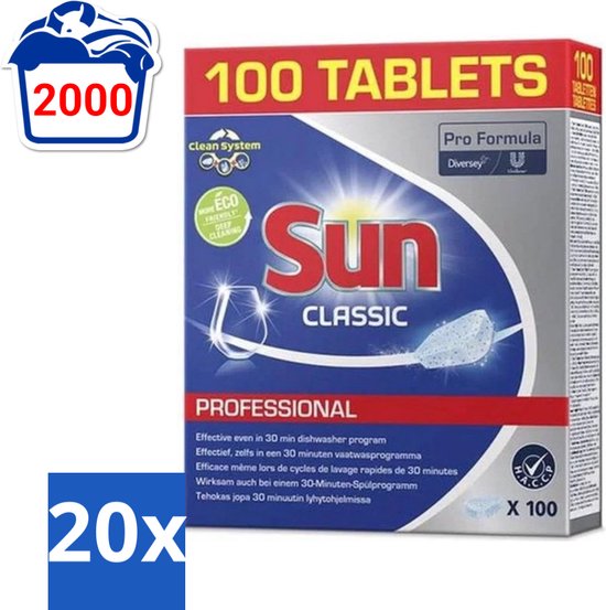 Sun Classic - Pro Formula - Vaatwastabletten - 100 Tabletten ...