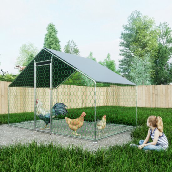 Scharrelhok kippenhok 3x2x2m met veiligheidsslot en waterdicht PE-doek ...