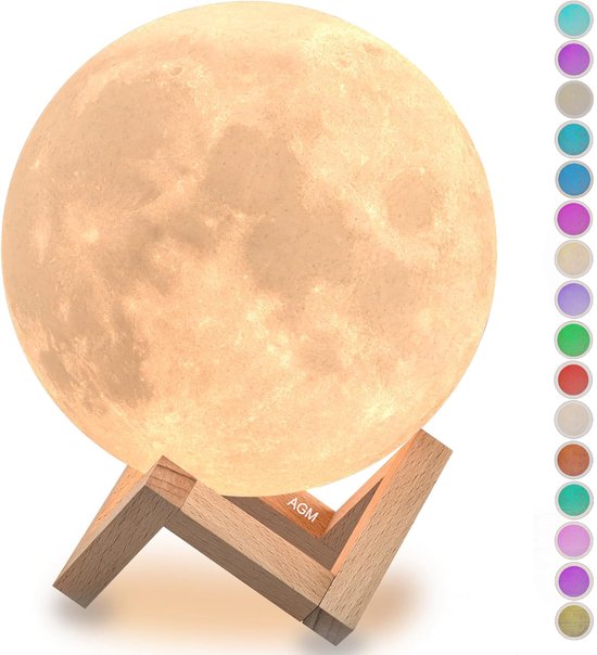 Maanlamp 3D Draadloos - Tafellamp met Led Verlichting - Moon Planeet ...