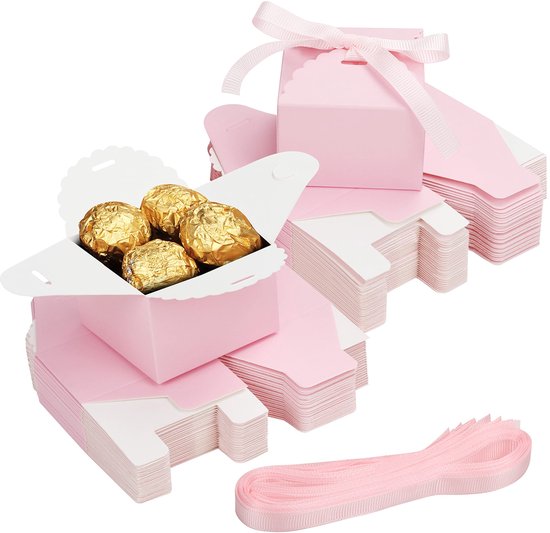 Belle Vous 60 Pak Kleine Roze Hobby Geschenk Doosjes met Lint – 6,5 x 6 ...