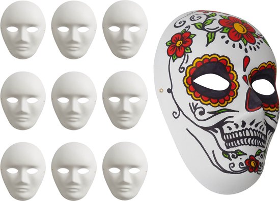 MATANA 10 Witte Kartonnen Maskers om te Beschilderen - DIY Kostuum voor ...