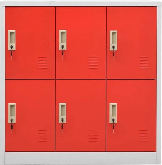 vidaXL Lockerkast - Staal - Lichtgrijs en Rood Locker Kast - Staalkast ...