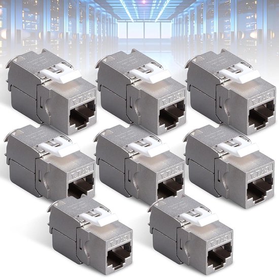 RJ45 CAT7 Keystone-module Jack - 8 stuks - 10 Gbps - Gereedschapsloos ...