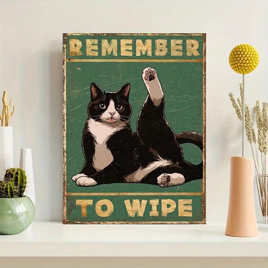 Canvas poster - Kat op toilet - muurposter - binnenposter - katten ...