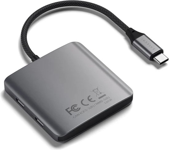 Satechi USB-C 4-Port hub met power delivery - Grijs | bol
