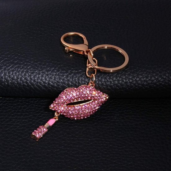 Sexy Lip Strass Crystal Key Chain Charm Sleutelhanger - Roze ...
