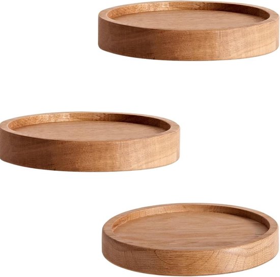 Wandrek massief eiken hout rond zwevend rek plantenrek muur - set van 3 ...