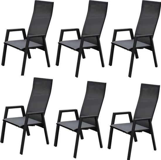 Nancy dining tuinstoel verstelbaar antraciet textileen set van 6 | bol