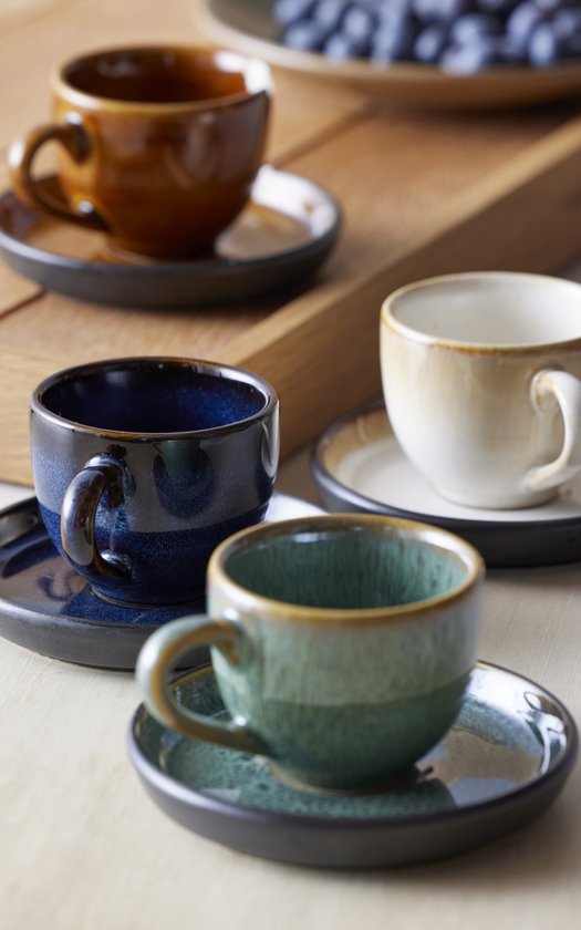 BITZ Espresso met Schaaltje Dia 5,5 x 5 cm 7 cl Donkerblauw/Zwart | bol