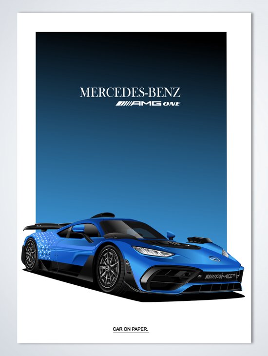 Mercedes AMG One Blauw Poster - Autoposter A3 (420 x 297 mm ...