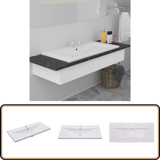 vidaXL Inbouwwastafel - 91x39,5x18,5 cm - Keramiek - Wit Keramische ...