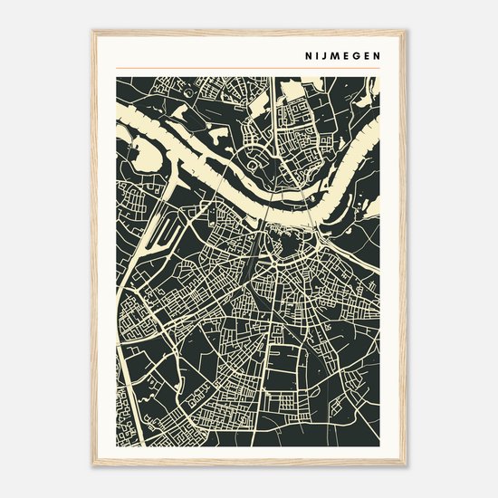 Moderne minimalistische plattegrond van Nijmegen - Stadskaart ...