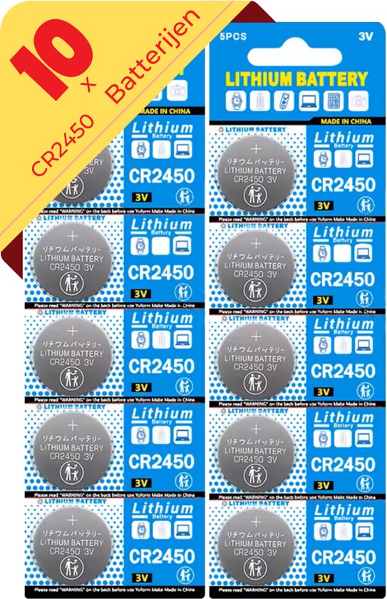 Maxenza CR2450 Lithium Batterijen - 10 Stuks - CR2450 Lithium 3v batterij - CR 2450 -... | bol