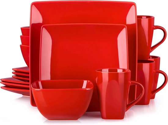 Rood Servies - Keramisch - Voor Keuken en Tafel - Complete Set | bol