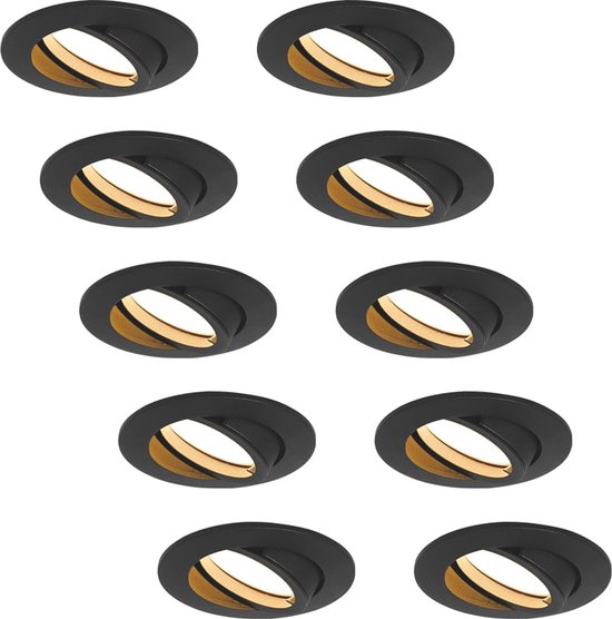 Set Van 10 Dimbare Zwenkbare LED Inbouwspots 5W - Zwart, Neutraal Wit ...
