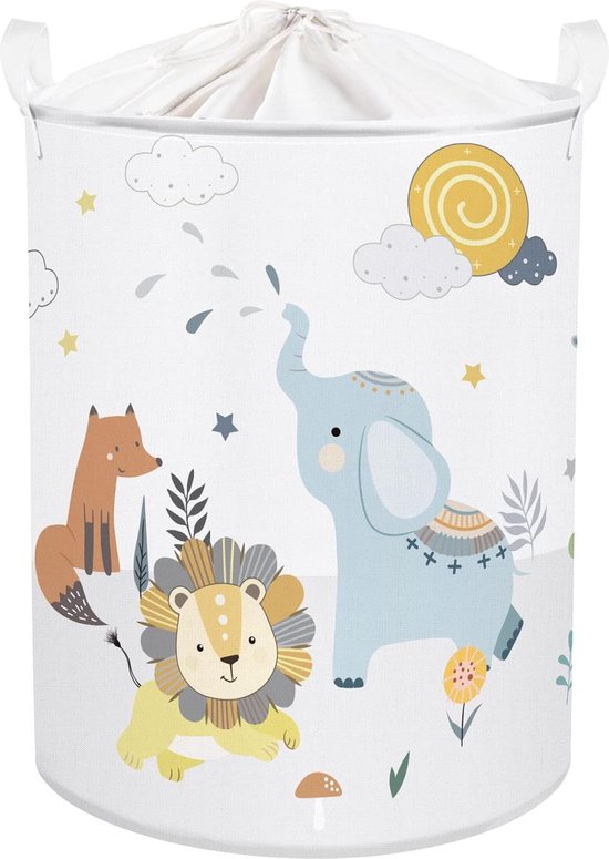 Ronde Wasmand Cartoon Dieren - Wasmand voor Kinderen - 1 stuk ...