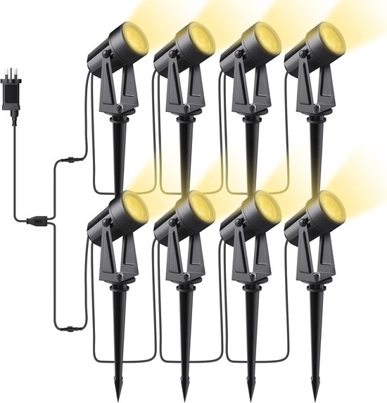 Set Van 8 LED Buitenspots Met Grondpen – 24W Warm Wit (3000K ...