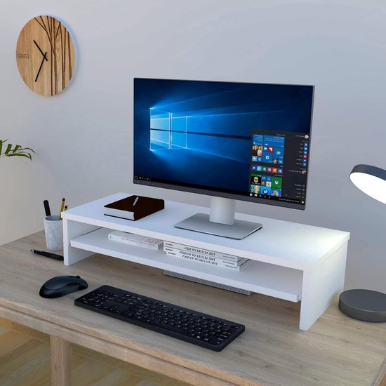 Monitorstandaard Lift FSC® Houten - ergonomisch ontwerp - 1 stuk - wit ...