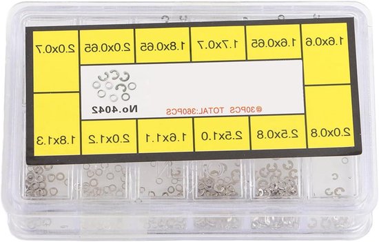 Horlogedrukknoppen - Horloge Reparatie Set met 12 Maten Sluitring Clips ...