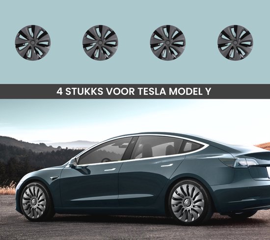 Wieldoppen 19 Inch met T Caps voor Tesla Model Y 2020 t/m 2024 – Set ...