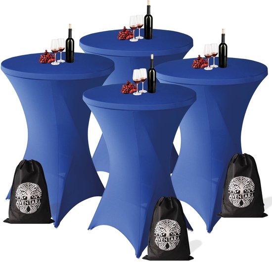 Statafelrok Donker Blauw x 4 – ∅80-85 x 110 cm inclusief Opbergtas – Statafelhoes... | bol