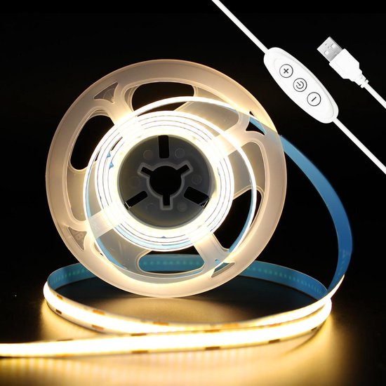 USB COB LED Strip Licht 5V Dimbaar Warm Wit 3000K-LED-COBLicht Flexibel ...