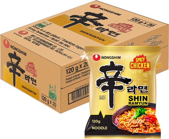 Nongshim Spicy Chicken Shin Ramyun 20 x 120g - Pittige Koreaanse Noedel ...