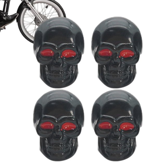 Skeleton Head Shape Tire Valve Stem Caps - Set of 4 - Dustproof Cool ...