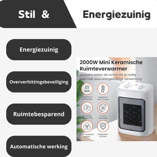 Vorstbeveiliger kacheltje - Keramische Ventilatorkachel 2000W ...