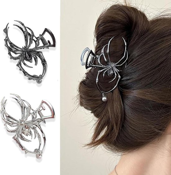 Spinning Hair Clip Metal Alloy Hair Claw Clips - Silver Spider Gothic ...