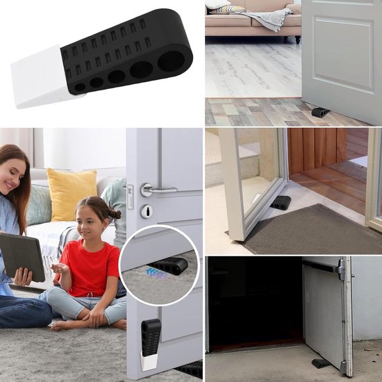 Rubberen deurstopper wig 2 stuks - deurstoppers zwart - vloer ...