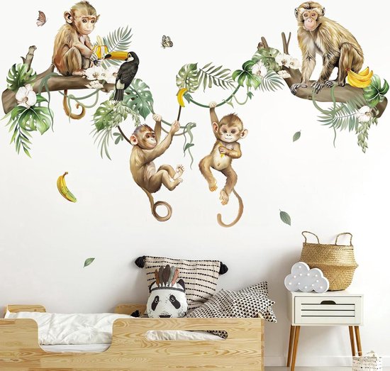 Klimmende Boom Muurstickers - Jungle Dieren - Wanddecoratie voor Kinderkamers - 10... | bol