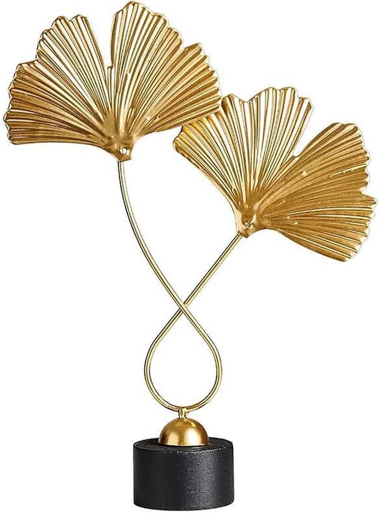 Ginkgo Blad Sculptuur - Handgemaakt Kunstwerk - 1 stuk - Goud - Metaal ...