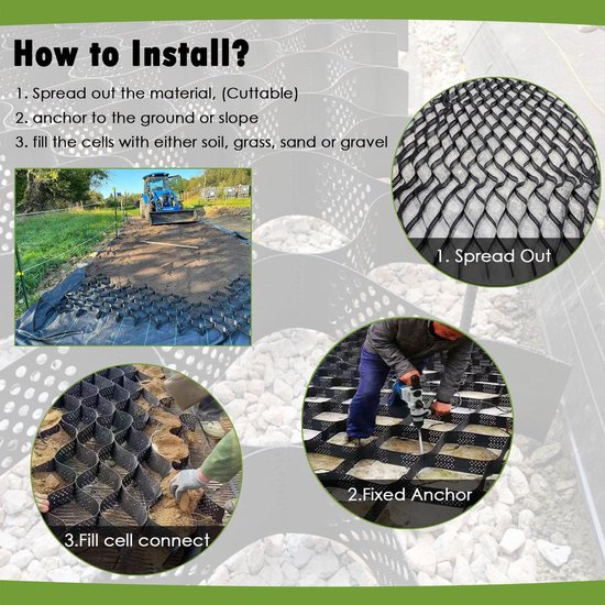 Honingraat Grind Grid voor Patio RV Pad Rotsen Plastic Foundation ...