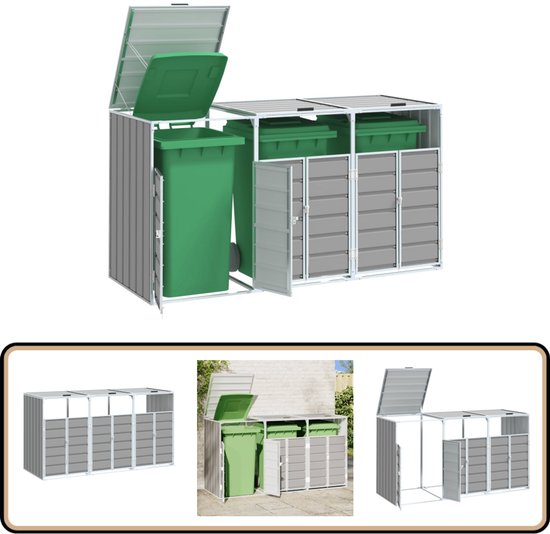 vidaXL Containerberging - 3 containers - Staal - Grijs Containerberging ...